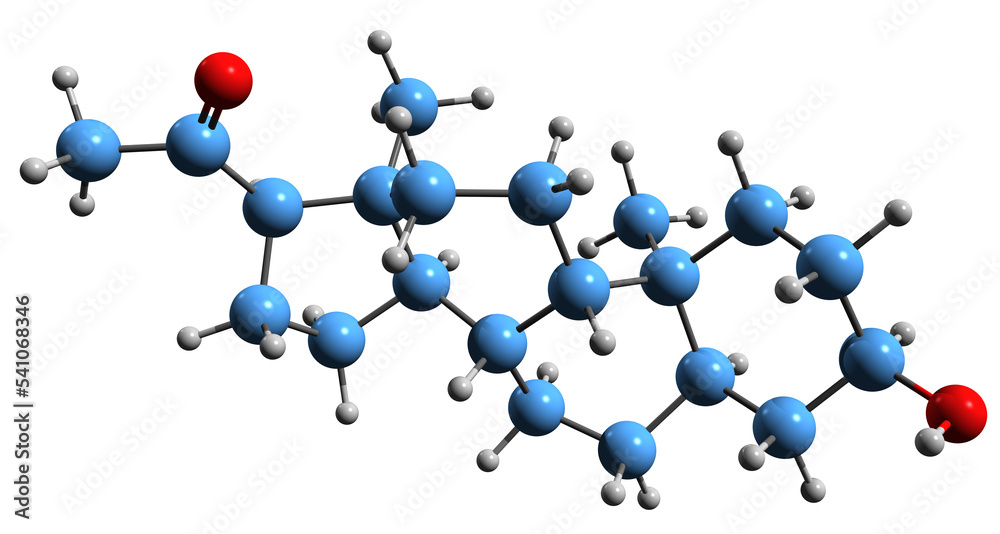 3D image of Allopregnanolone skeletal formula - molecular chemical ...