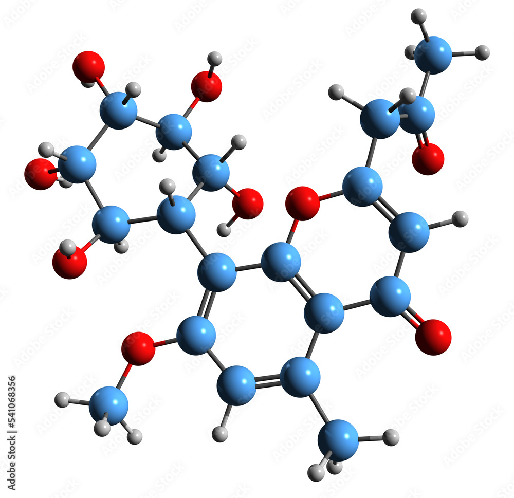 3D image of Aloesin skeletal formula - molecular chemical structure of ...