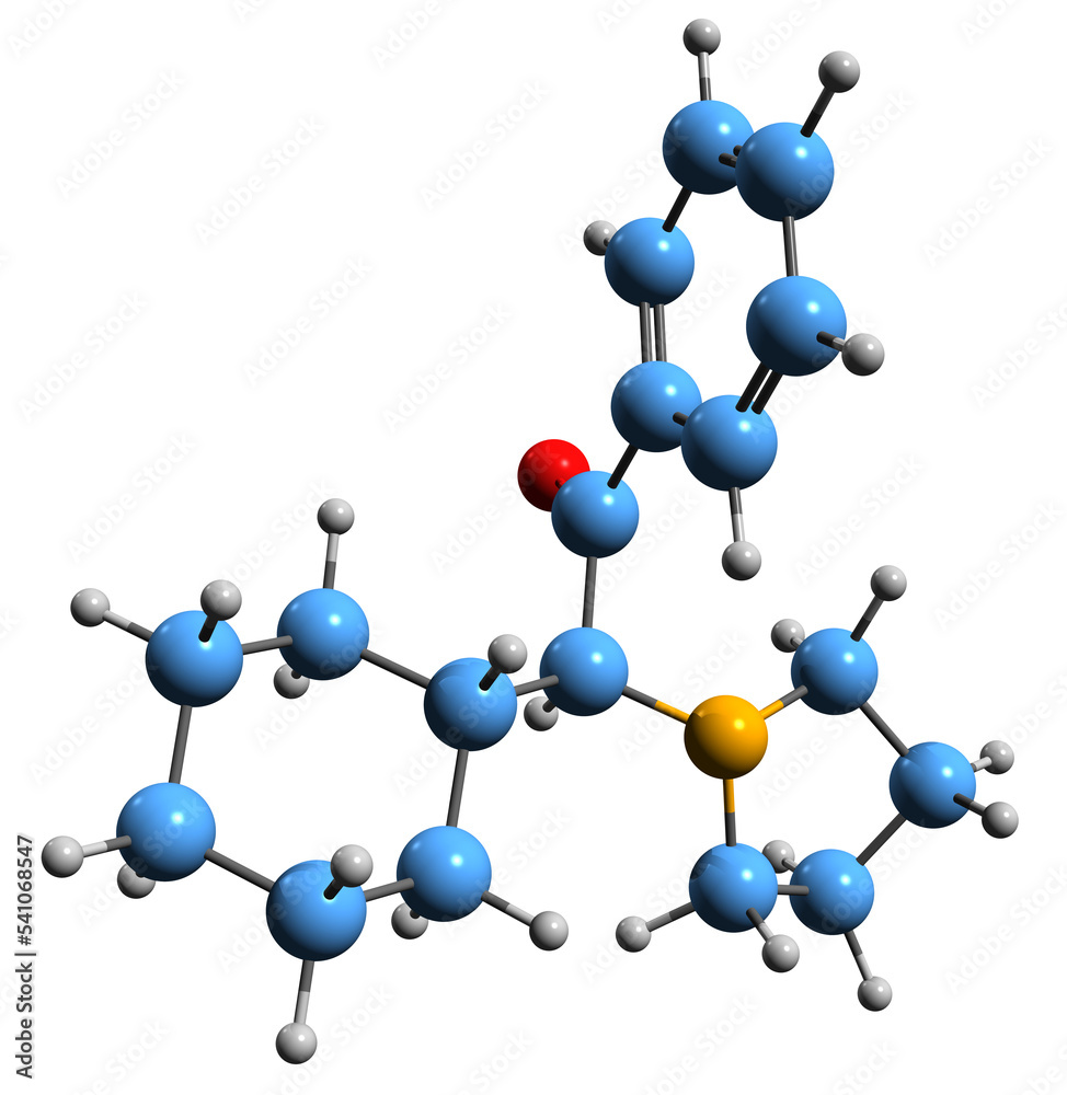 3D image of a-PCYP skeletal formula - molecular chemical structure of ...