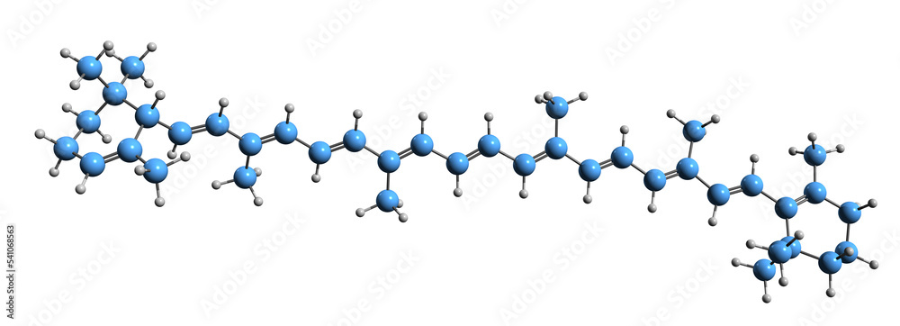 3D image of alpha-carotene skeletal formula - molecular chemical ...