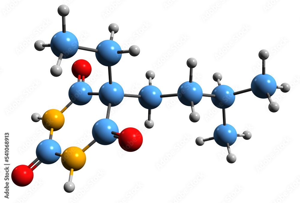 3D image of Amobarbital skeletal formula - molecular chemical structure ...