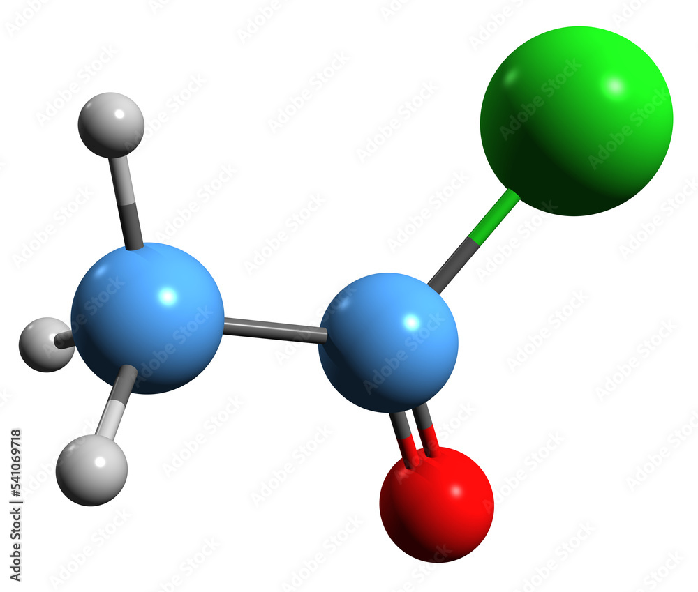3D image of Acetyl chloride skeletal formula - molecular chemical ...