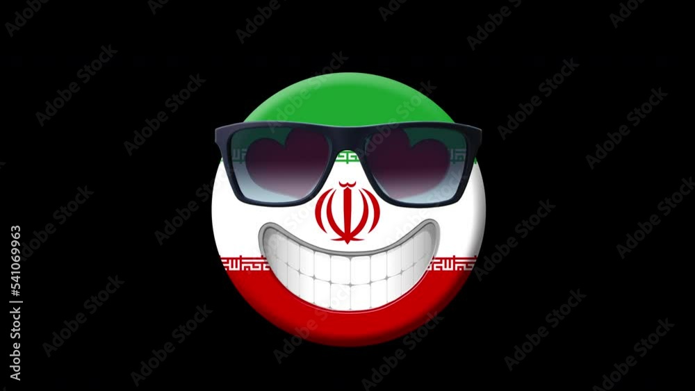 Iran.Animation of smiling face with iranian flag isolated by the Alpha ...