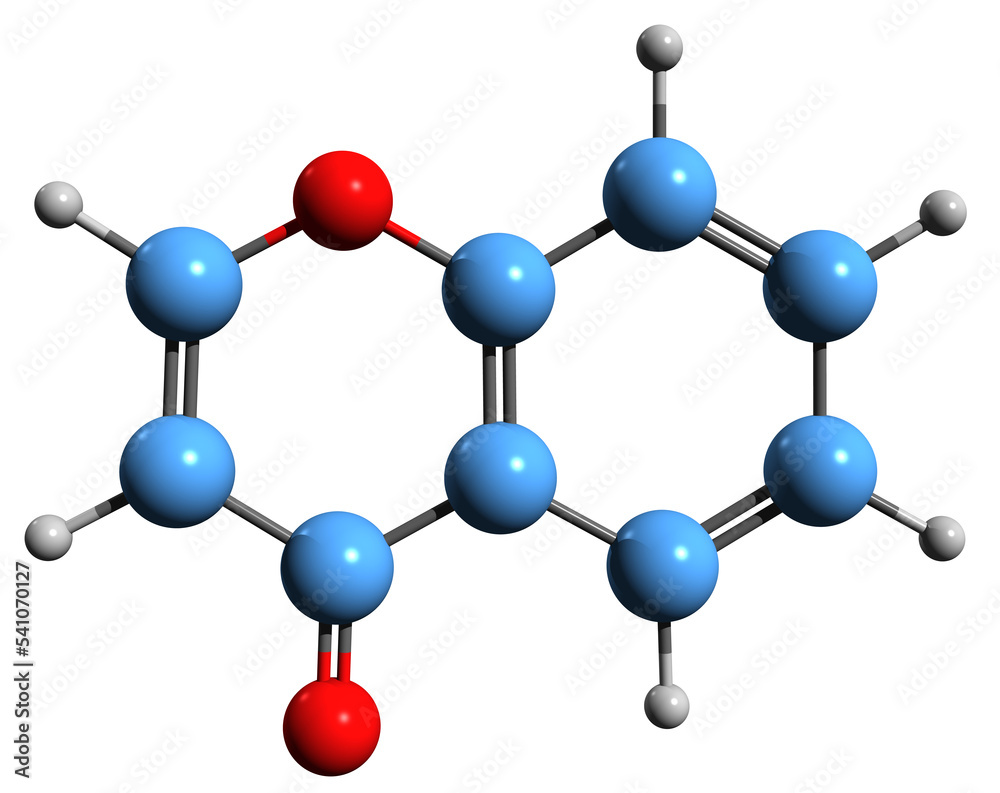 3D image of Benzopyrone skeletal formula - molecular chemical structure ...