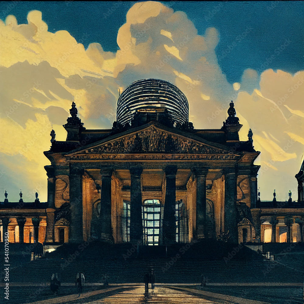 Vivid drawing of the Reichstag building in Berlin Stock Illustration ...