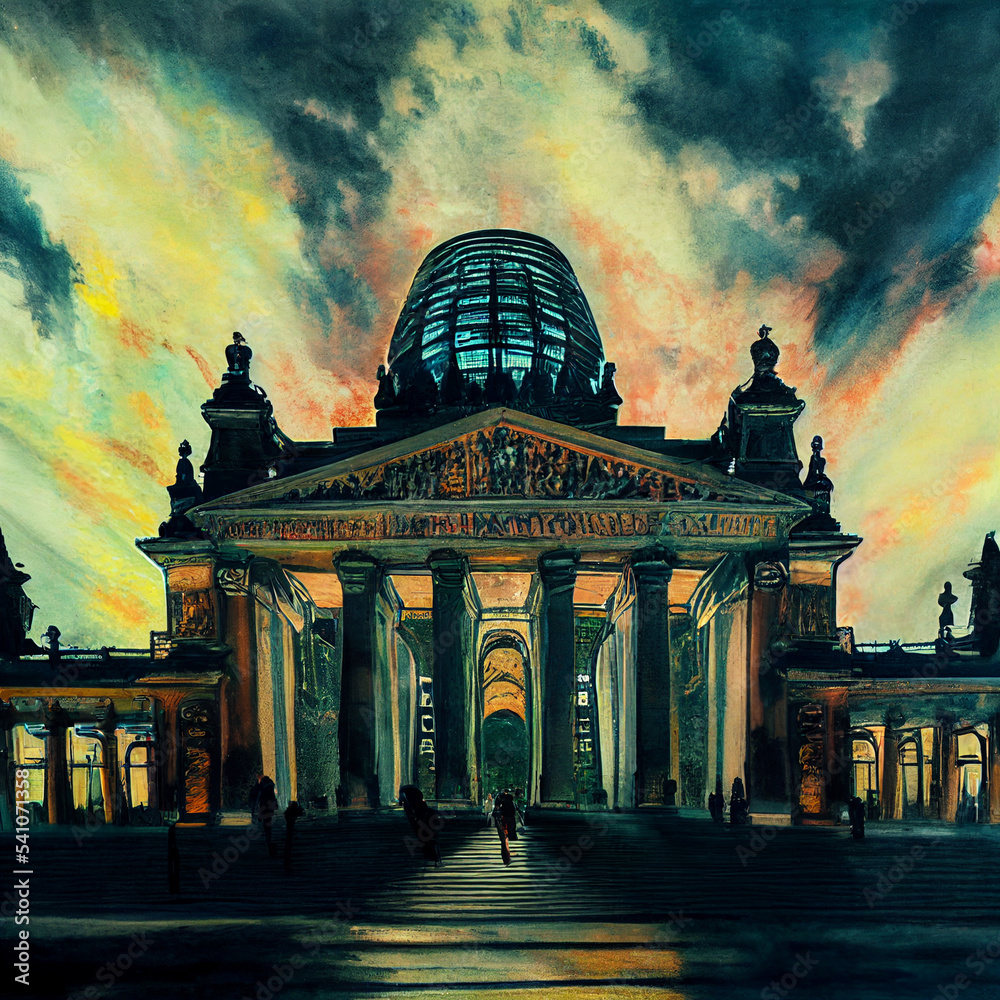 Vivid drawing of the Reichstag building in Berlin Stock Illustration ...