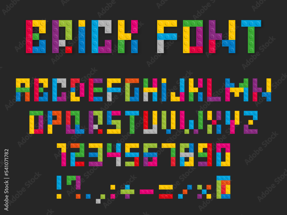 Colored plastic children's building blocks font, children's constructor ...