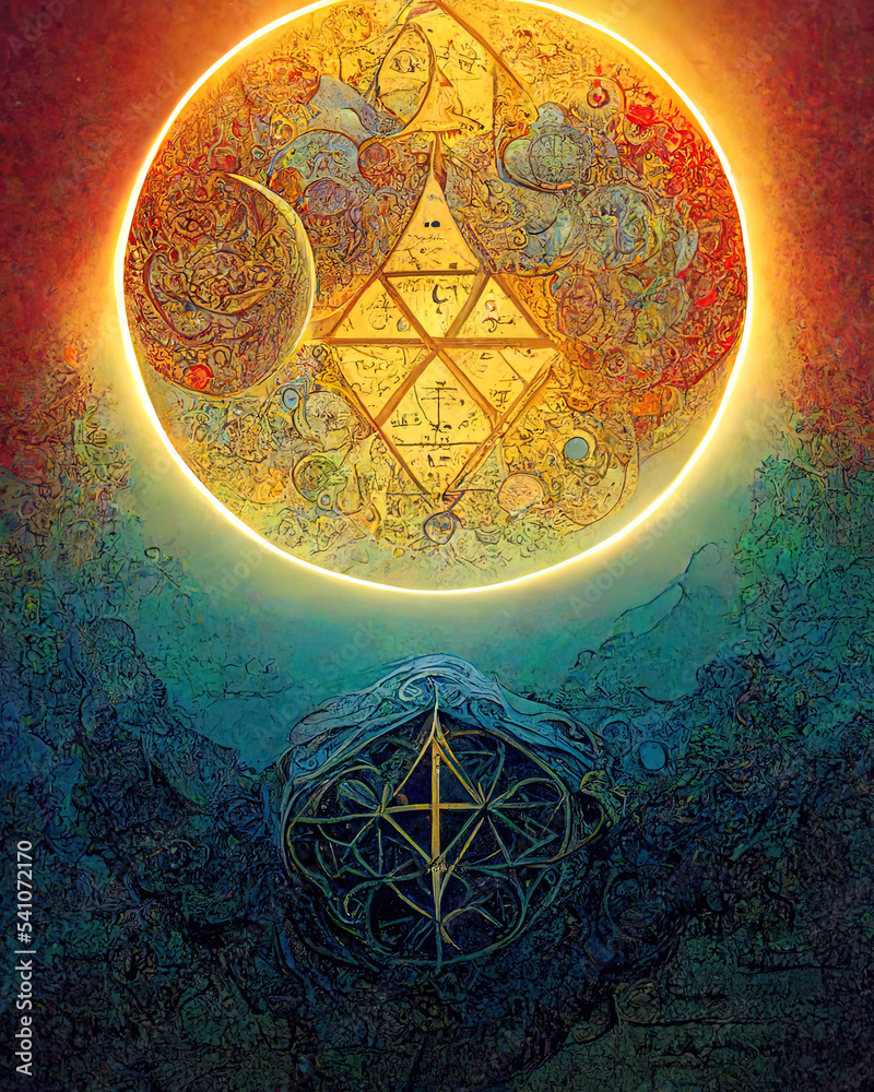 Celestial chart, imaginary moon chart, alchemy, esoteric, celestial symbols, moon map ...