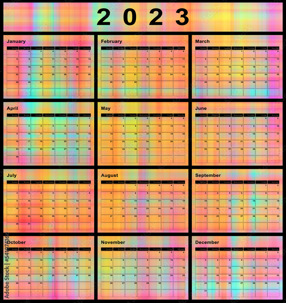 2023 Calendar Week Start Sunday Stock Illustration Adobe Stock