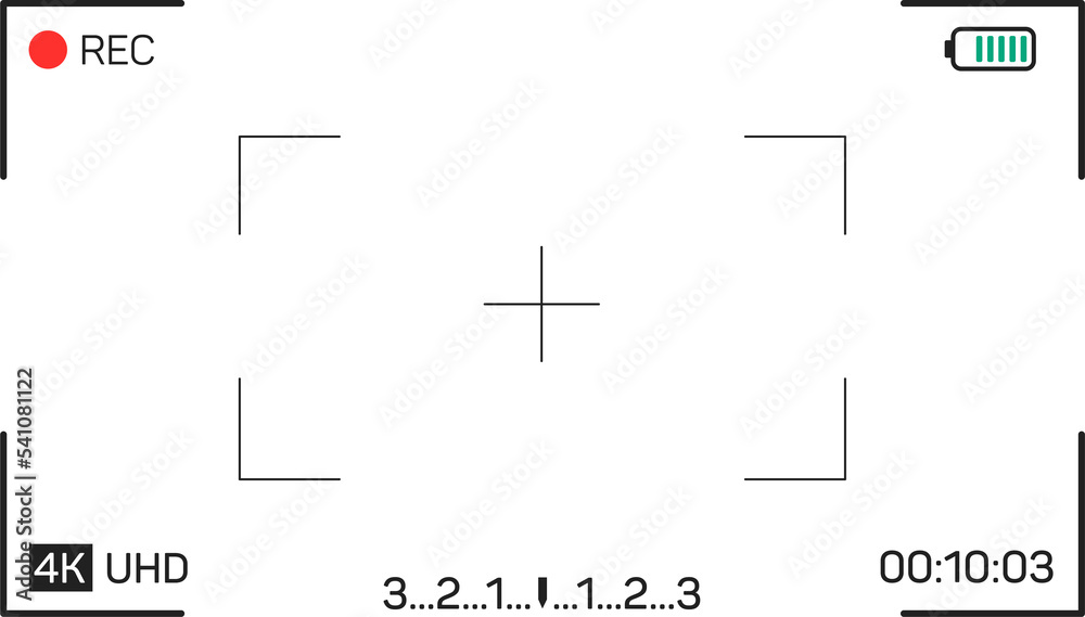 Camera frame. Video screen with rec, viewfinder. Background for record ...