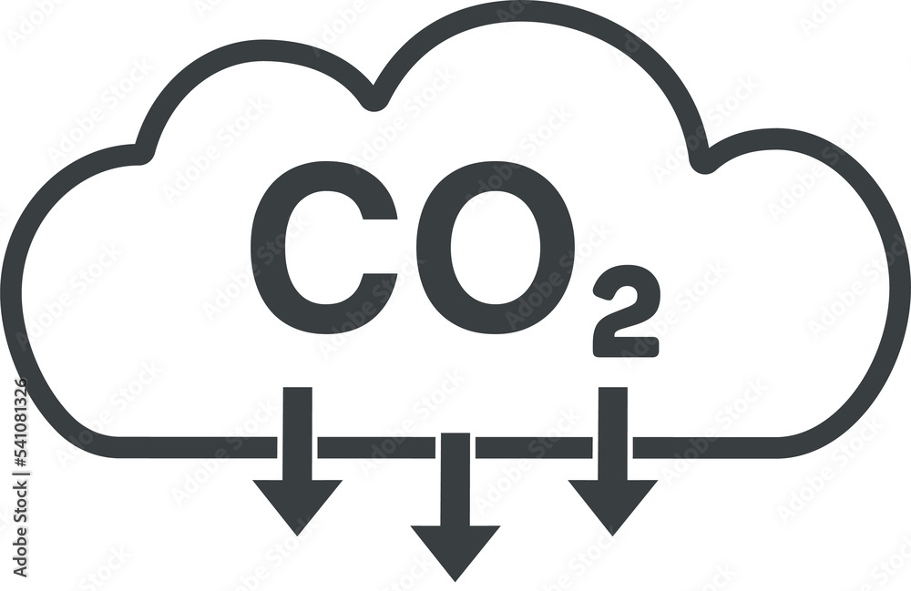 CO2 cloud icon. Carbon emissions reduction icon. This design suitable ...