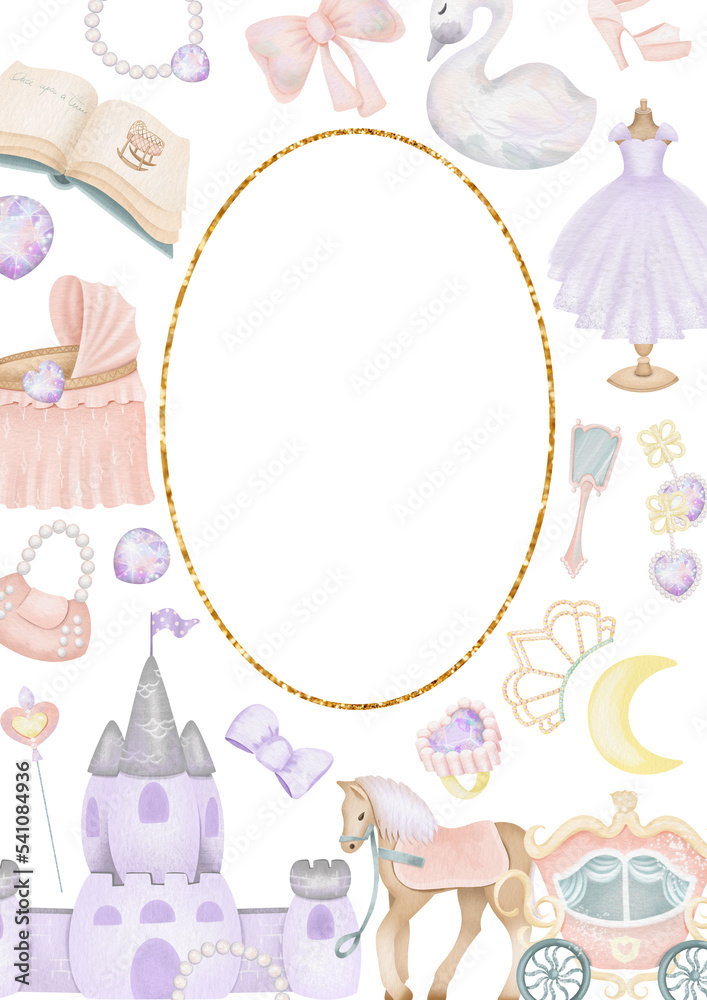 Frame, baby shower girl card template, princess girl birthday card ...