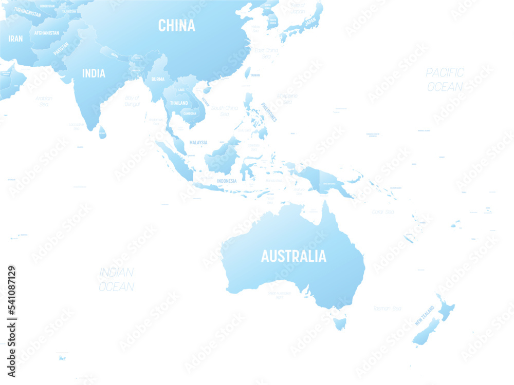 Australia and Southeast Asia detailed political map with lables Stock ...