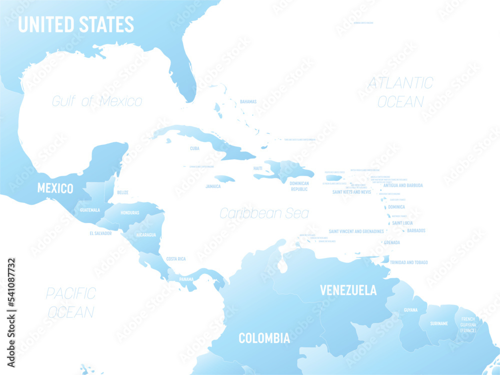 Central America detailed political map with lables Stock Vector | Adobe ...