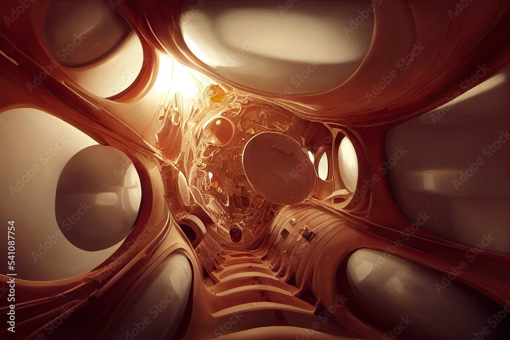 Spaceship interior, unidentified flying object traveling in space at ...