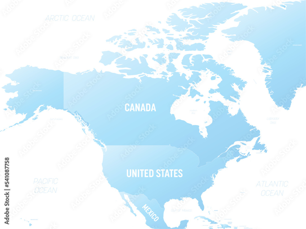 North America detailed political map with lables Stock Vector | Adobe Stock