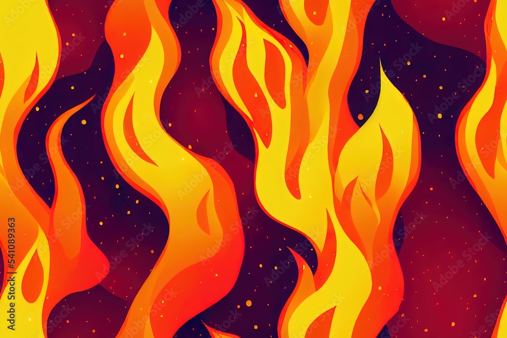 Cartoon fire set. Hot temperature curve painting comic dangerous flame fires isolated 2d ...