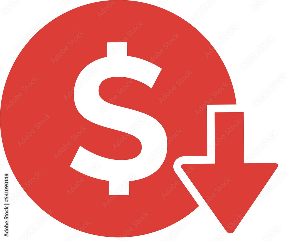 Cost reduction icon vector. Reduce costs sign and symbol design Stock ...
