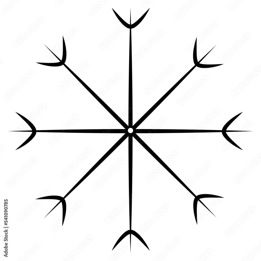 Outline drawing of a snowflake on a transparent background in a ...