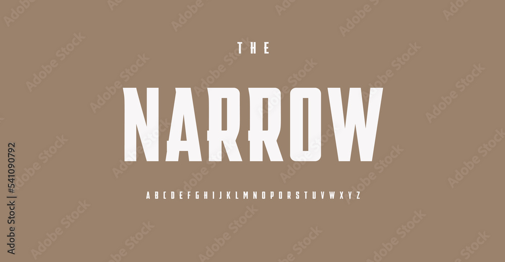 Narrow font modern large alphabet, bold high letters for oldschool logo ...