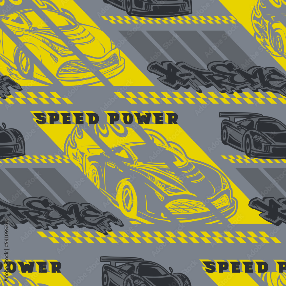 Abstract seamless sport car pattern. Endless auto print for sport ...