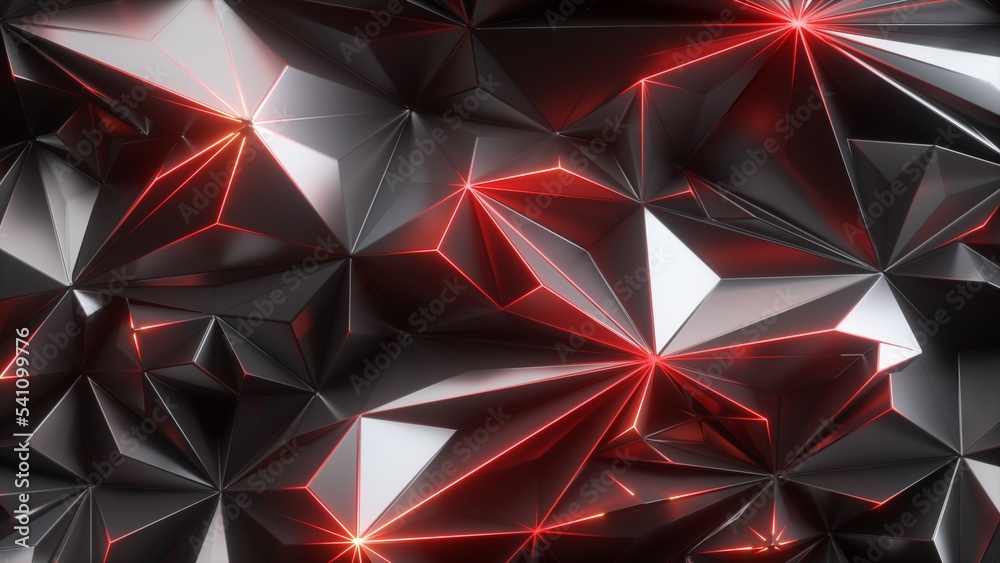 3d render, abstract background, shiny metallic faceted texture ...
