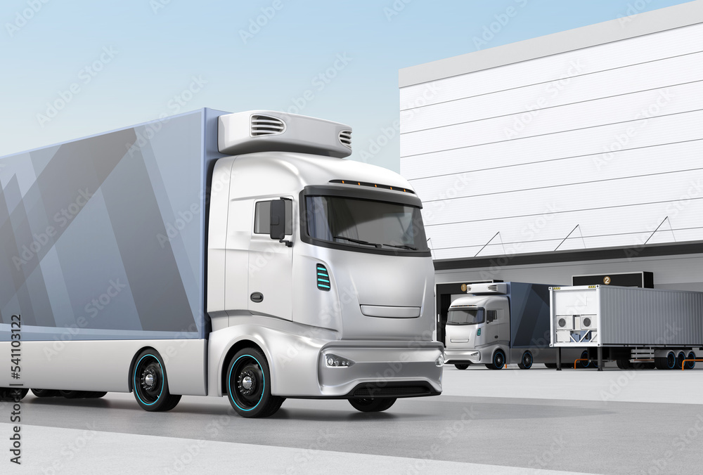 Electric trucks with reefer container and single container trailer ...