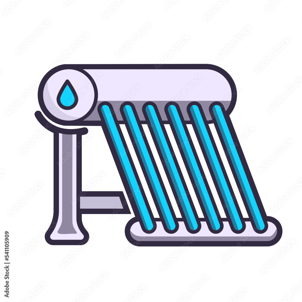 Industrial solar water heater color icon. Solar collector tubes and ...