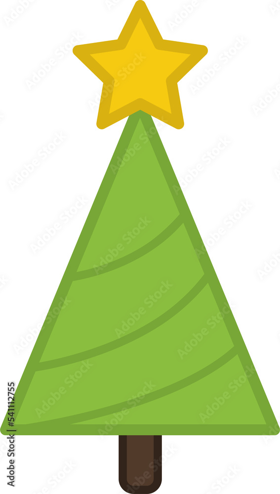 Christmas tree in flat. Cartoon Christmas tree in png. Flat Christmas ...