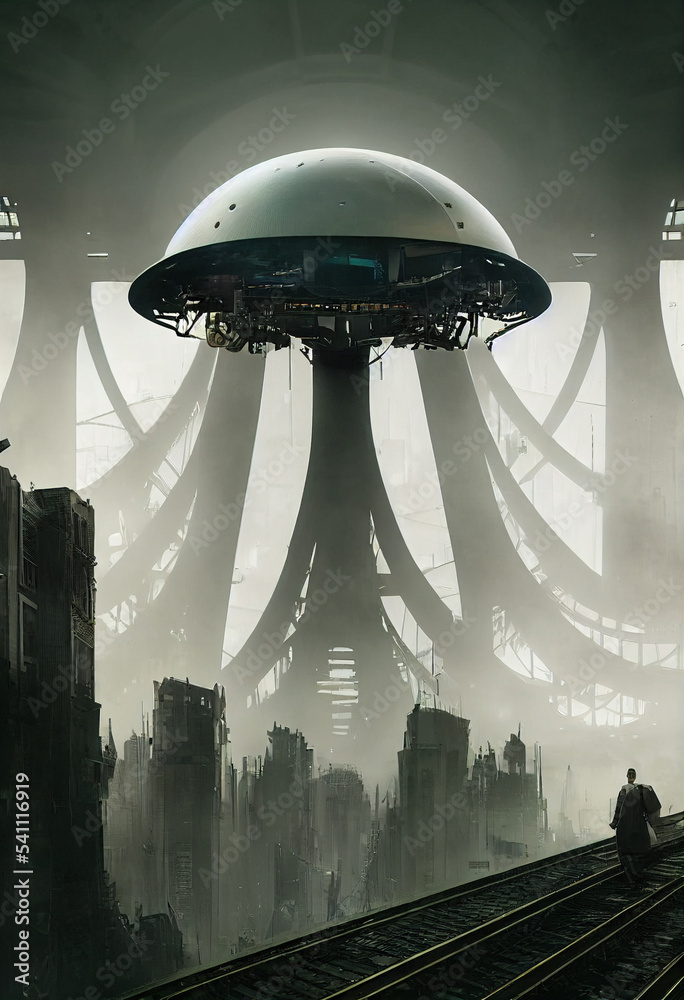 Post apocalyptic cinematic dieselpunk metropolis, futuristic ...