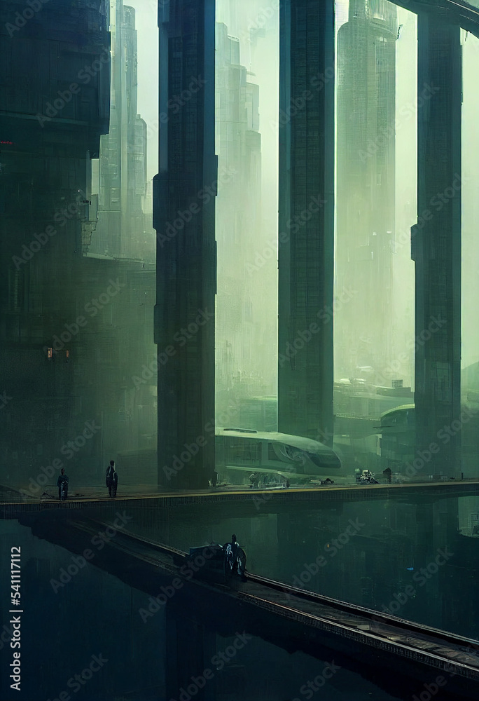 Neo Babylon cyberpunk metropolis illustration,futuristic architecture ...