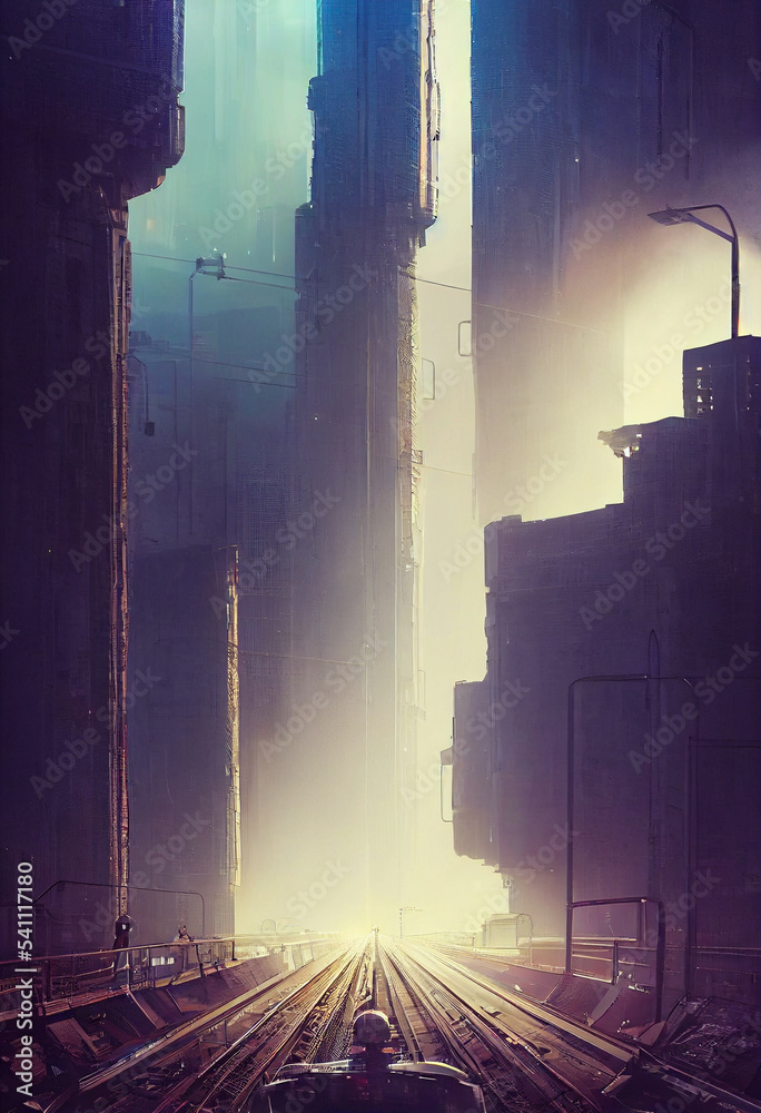Neo Babylon cyberpunk metropolis illustration,futuristic architecture ...