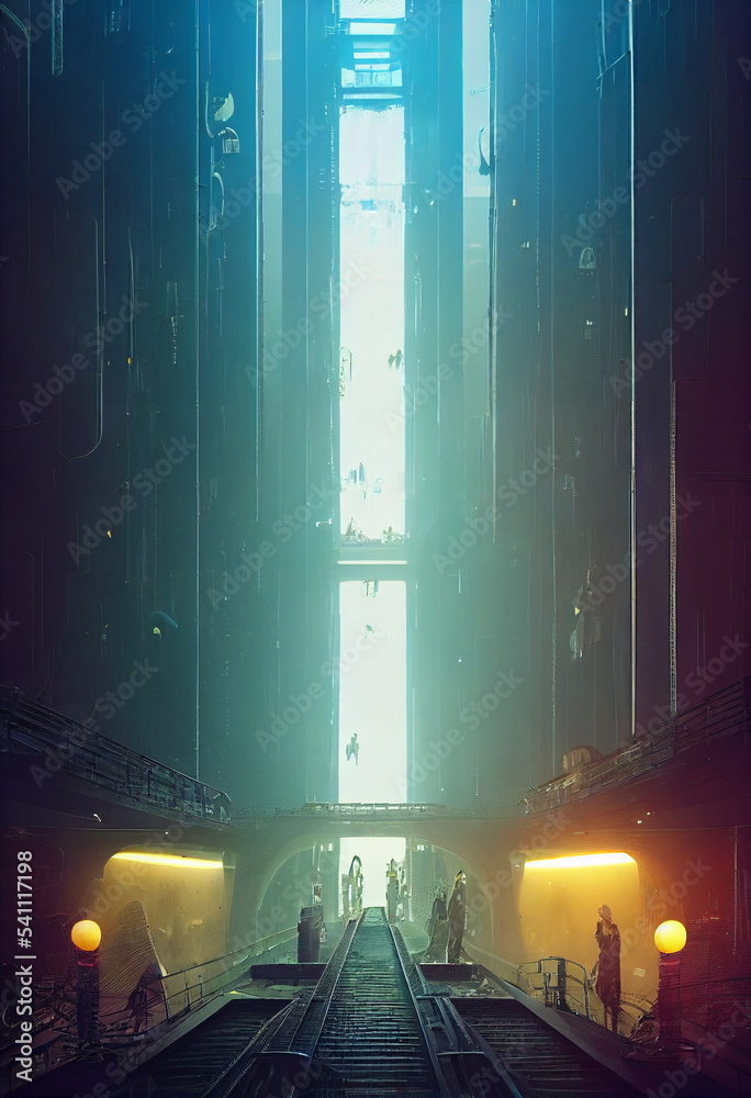 Neo Babylon cyberpunk metropolis illustration,futuristic architecture ...