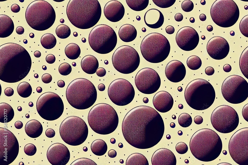 Circle ring shapes of dots decorative 2d illustration seamless pattern ...