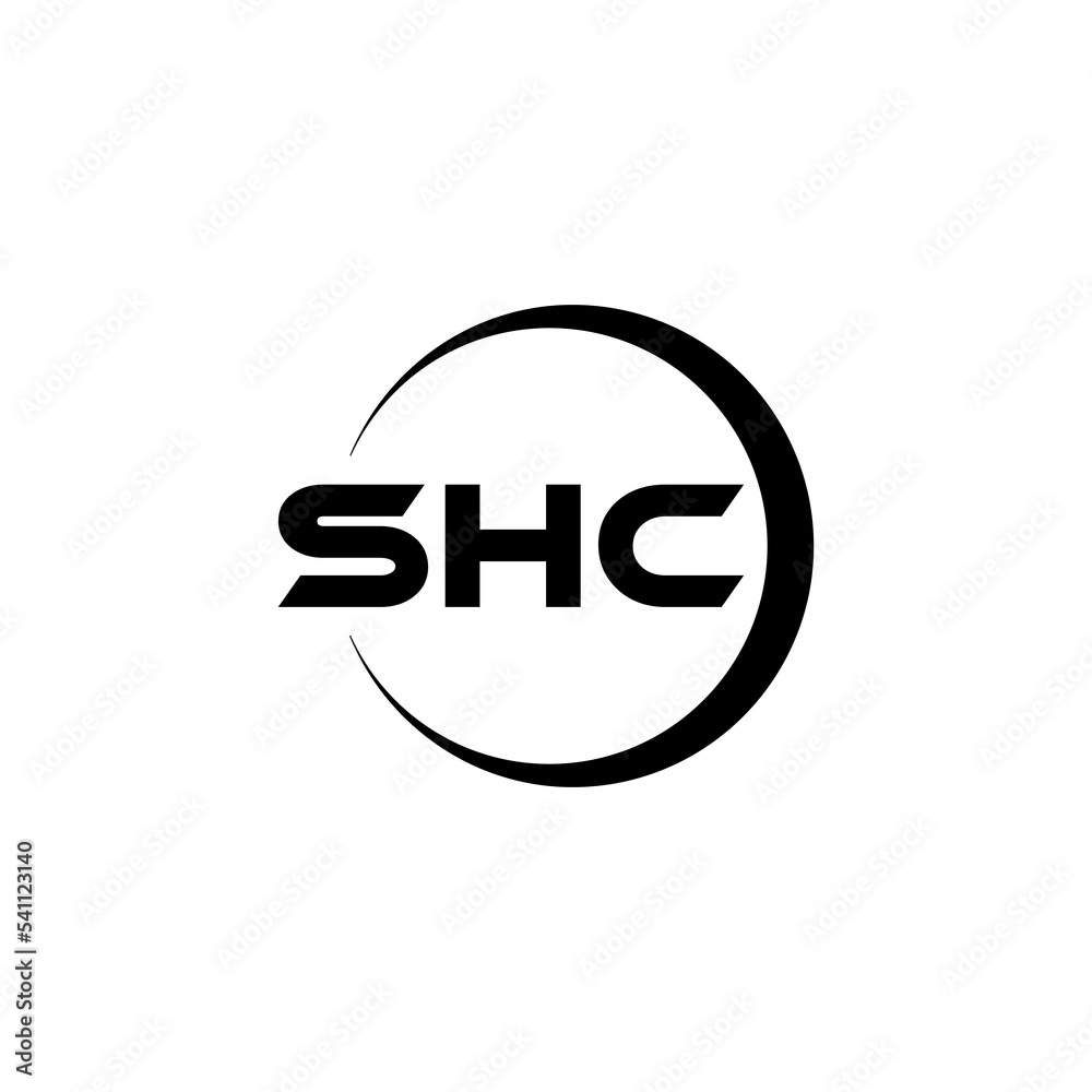 SHC letter logo design with white background in illustrator, cube logo ...