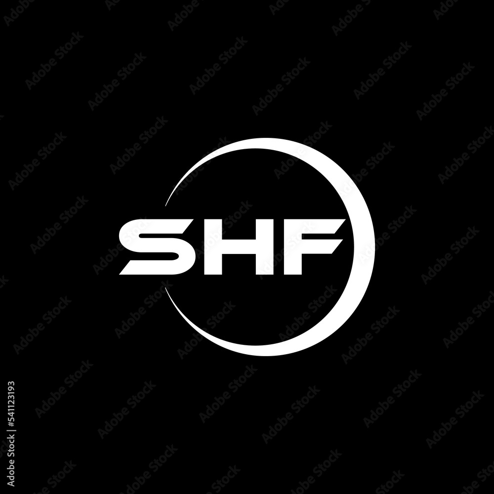 SHF letter logo design with black background in illustrator, cube logo ...