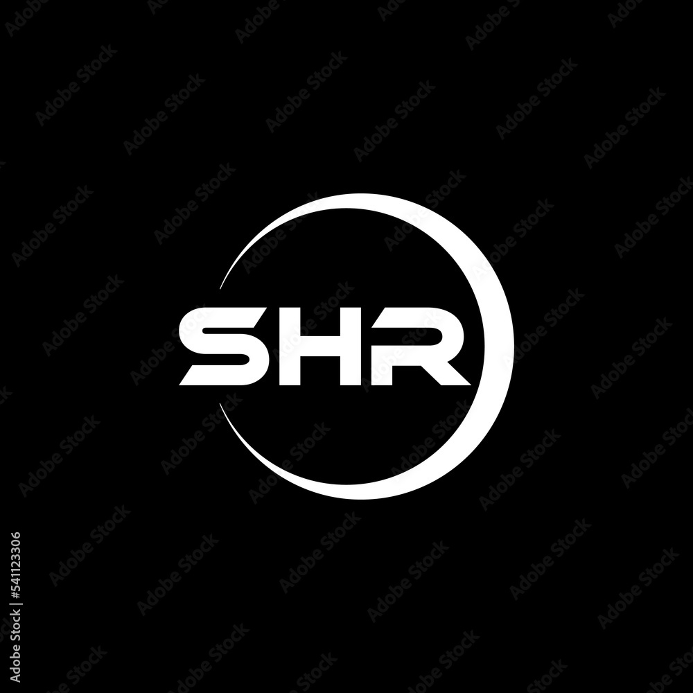 SHR letter logo design with black background in illustrator, cube logo ...