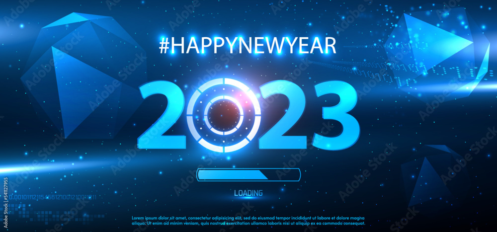 2023 digital futuristic technology sci fi background banner. Hitech ...