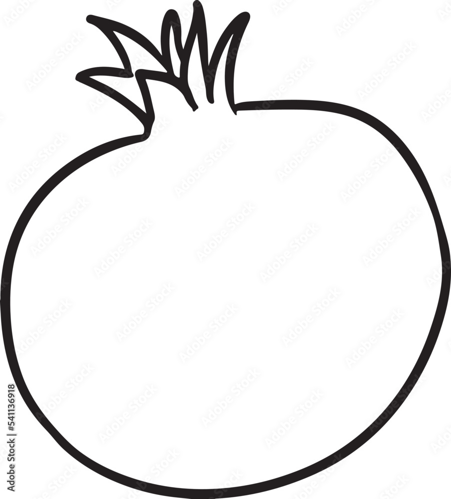 Pomegranate cartoon icon. Fruit outline comic style image. Hand drawn ...