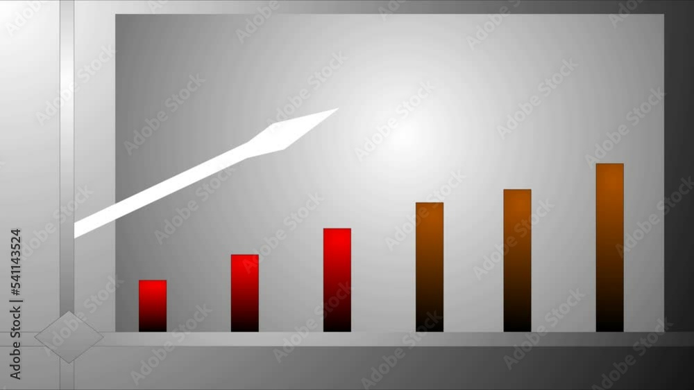 Gray theme business grow bar chart 4K animation. Growth graph economic ...
