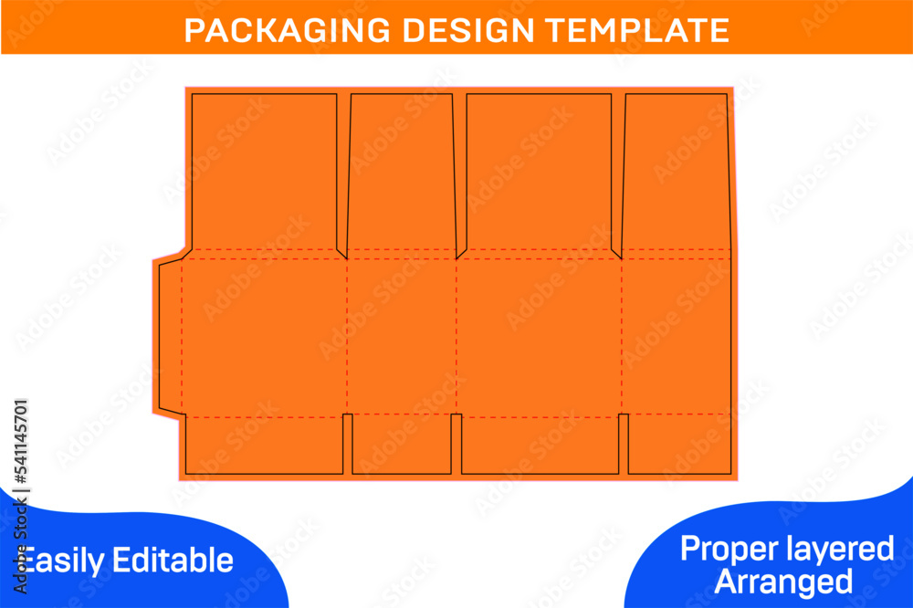Make Easy cartoon paper Crates box dieline template and 3D box ...