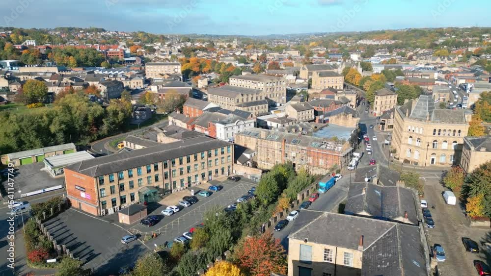 Streets, Commercial buildings and main roads in a busy market town in ...