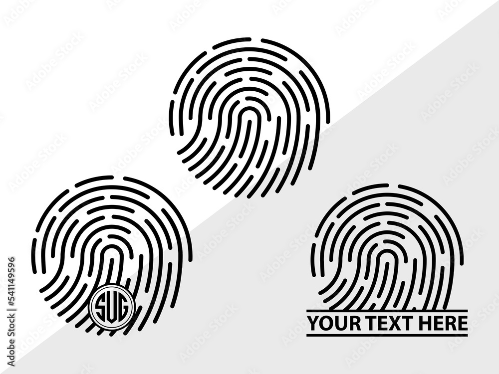 Fingerprint SVG, Fingerprint Monogram, Fingerprint Silhouette, Hand Svg ...