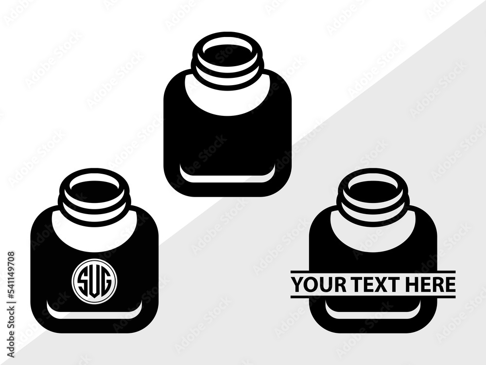 Inkwell Pen SVG, Inkwell Pen Monogram, Inkwell Pen Silhouette, Feather ...