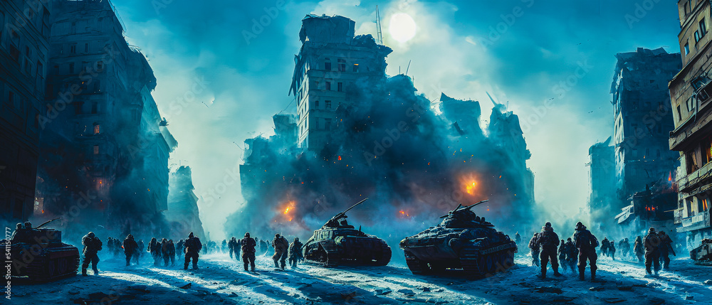 Artistic concept painting painting of a battlefield landscape ...