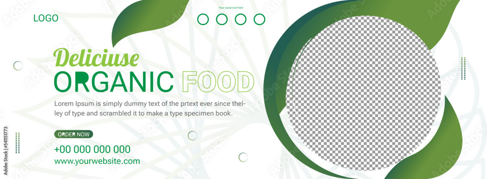 ORGANIC FOOD Related Facebook Cover Photo Design With Creative Shape ...