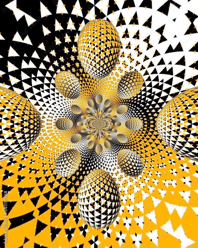 pattern and design inspired by yellow gold sphere 3D mosaic tile ...