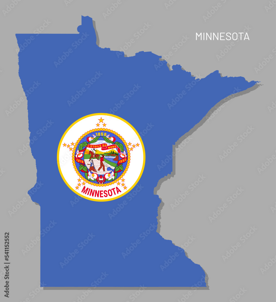Map of Minnesota USA federal state with flag inside. Highly detailed ...