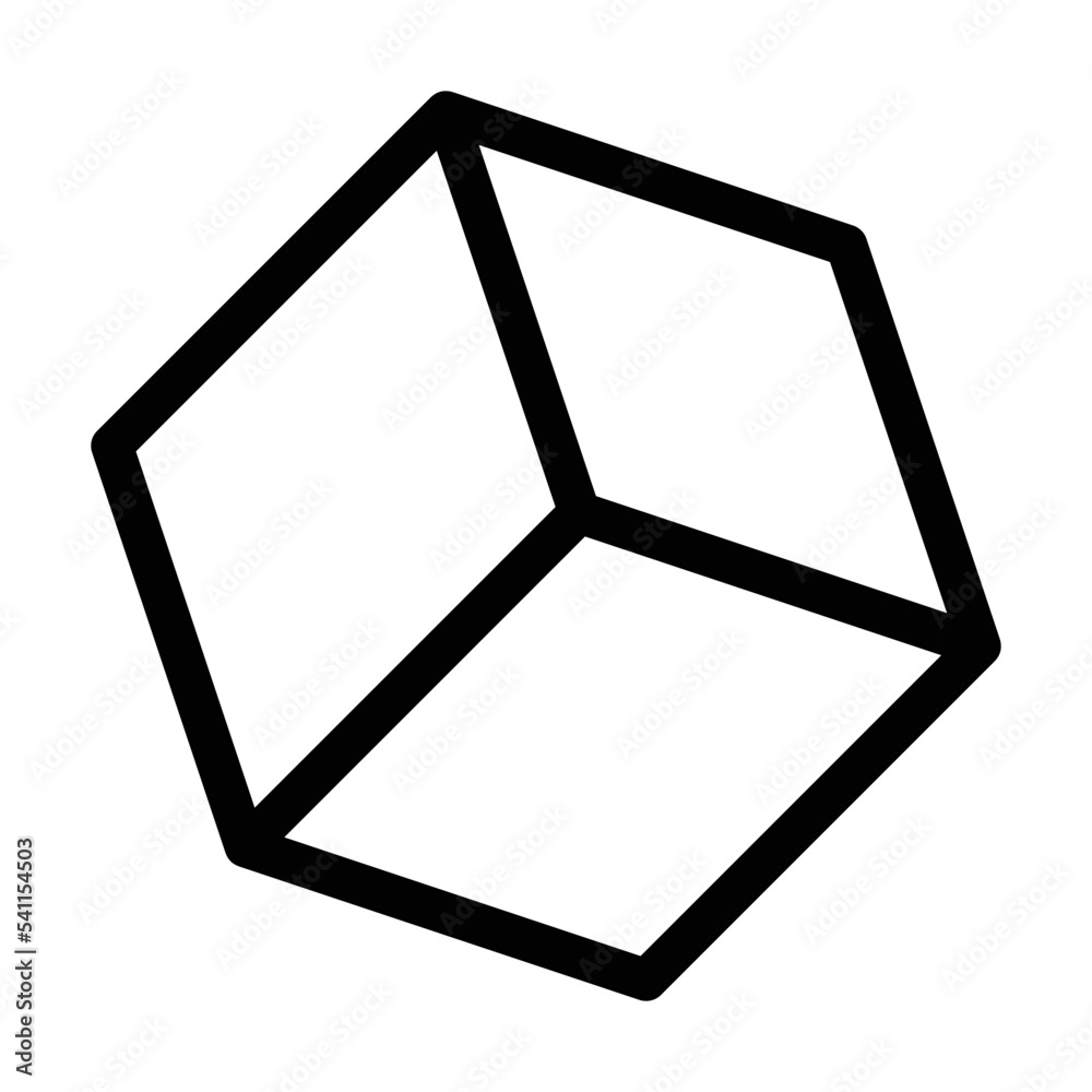 Cube icon, cuboid shape vector element for preschool, kindergarten and ...
