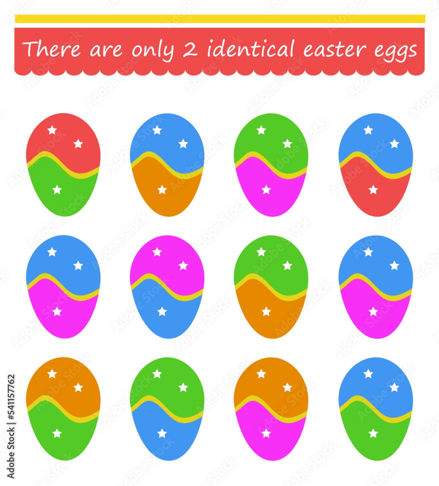 Fun puzzle game for kids. Need to find two identical easter eggs. Task ...